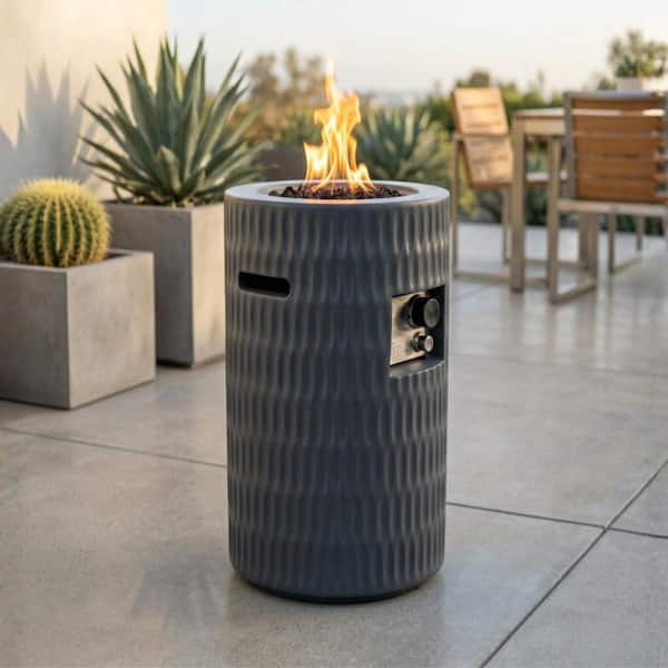 40,000 BTU 26 in. Outdoor Gas Patio Fire Pit Includes Lava Rocks ...