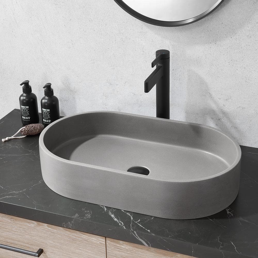 ROSWELL Vinnova Eibar 23.6 in . Vessel Oval Bathroom Sink in Gray ...