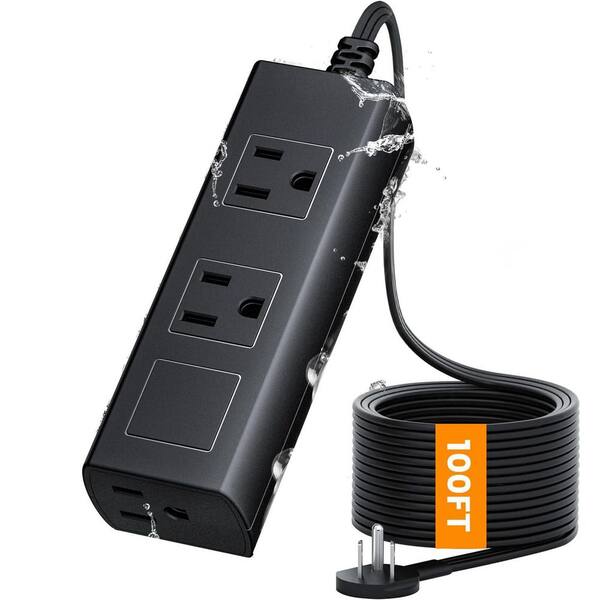 Lukyamzn 100 ft Outdoor Waterproof Extension Cord with Surge Protection ...