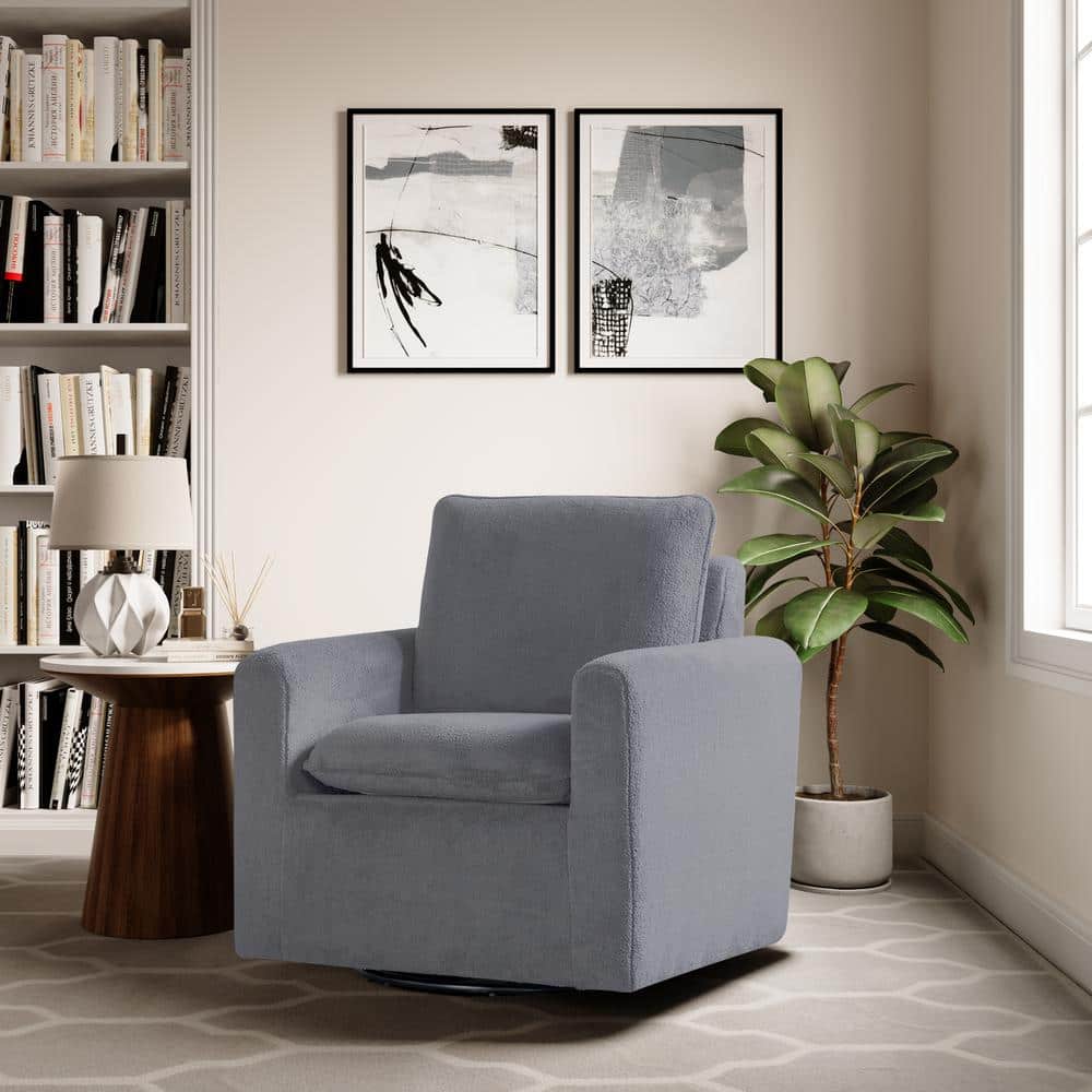 Lifestyle Solutions Lincoln Grey Polyester Accent Chair with Swivel ...