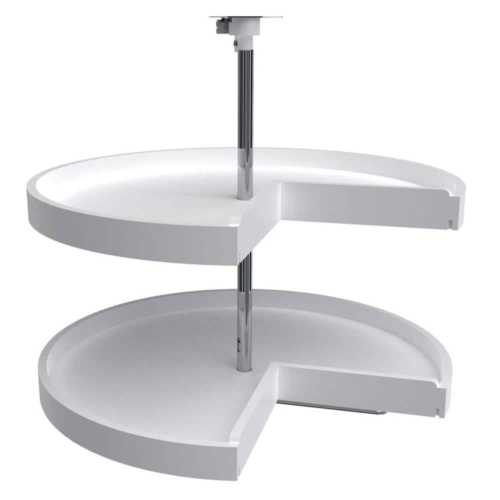 28 Pie Cut Lazy Susan White Two Shelf Set