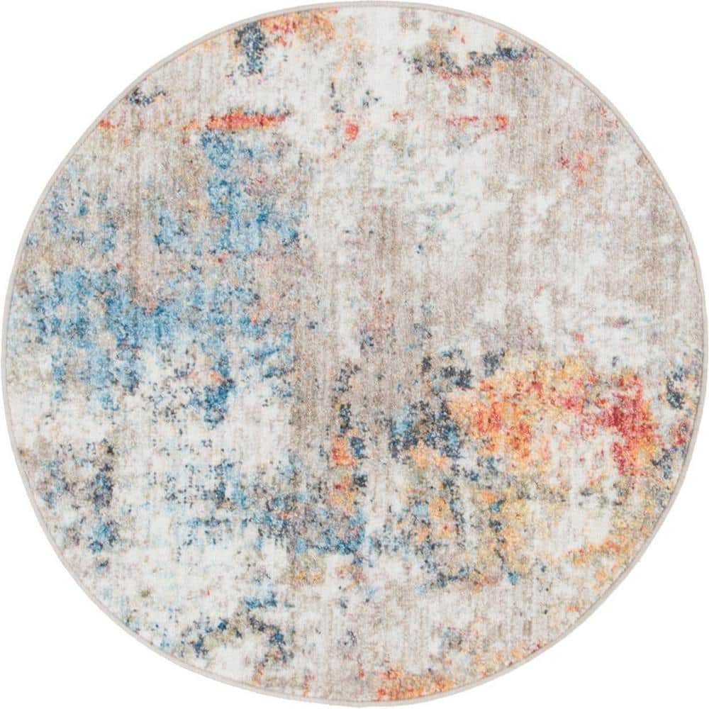 Unique Loom Multi 3 ft. 3 in. x 3 ft. 3 in. Rainbow Area Rug 3142651 ...