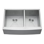 Maincraft Stainless Steel 33 in. Double Bowl Sink Handmade Farmhouse ...