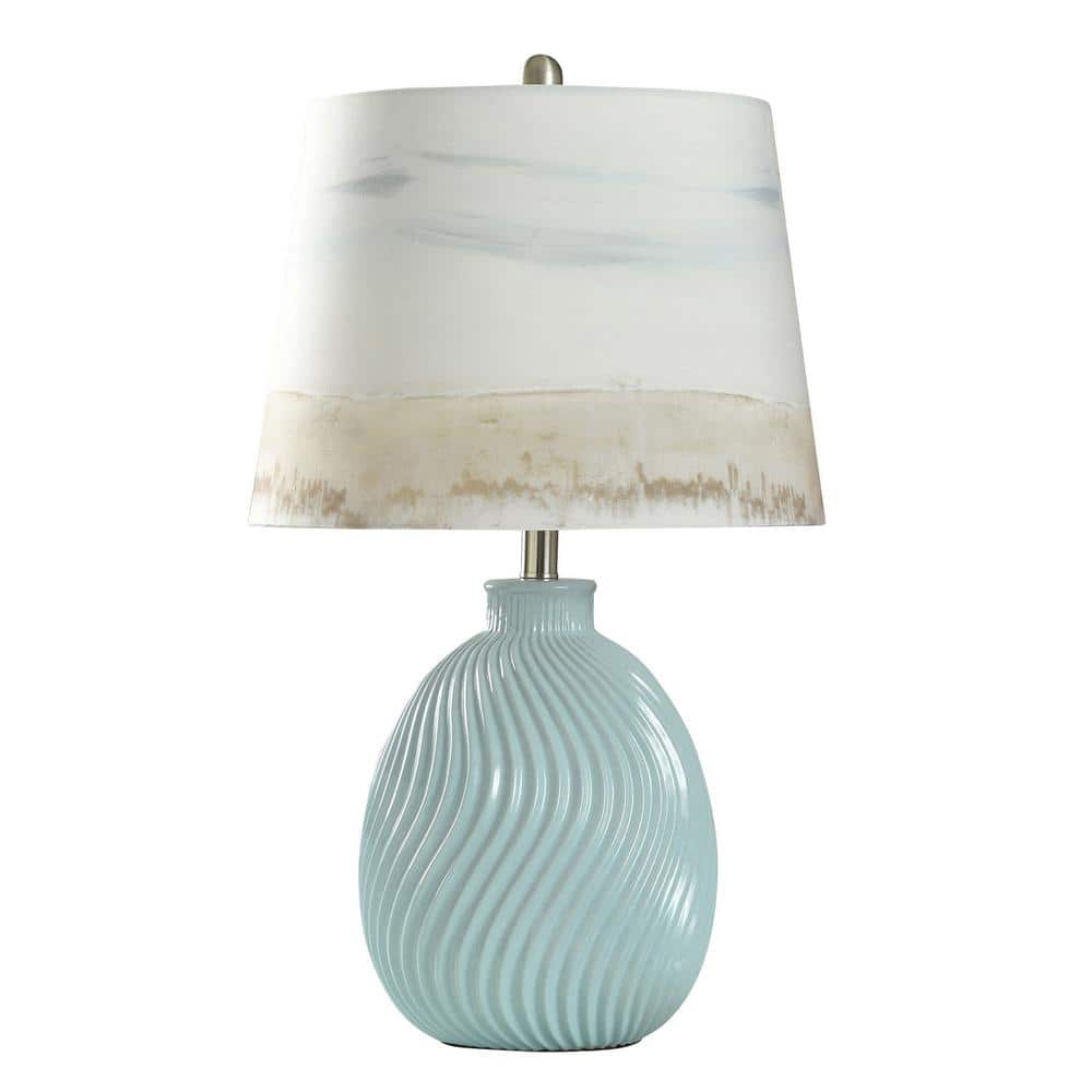 StyleCraft Causeway 26 in. Light Blue Table Lamp with Multicolored ...