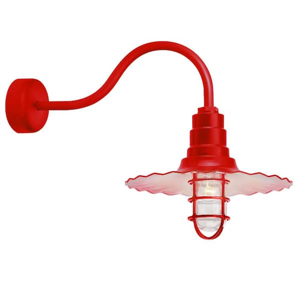 Troy RLM Radial Wave 18 in. Shade 23 in. Arm 1-Light Red Clear Glass ...