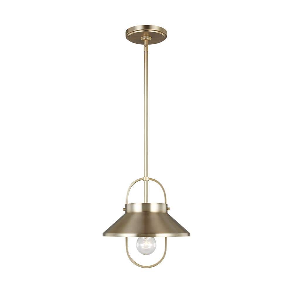Generation Lighting Dormer 1-Light Satin Brass Hanging Pendant with ...