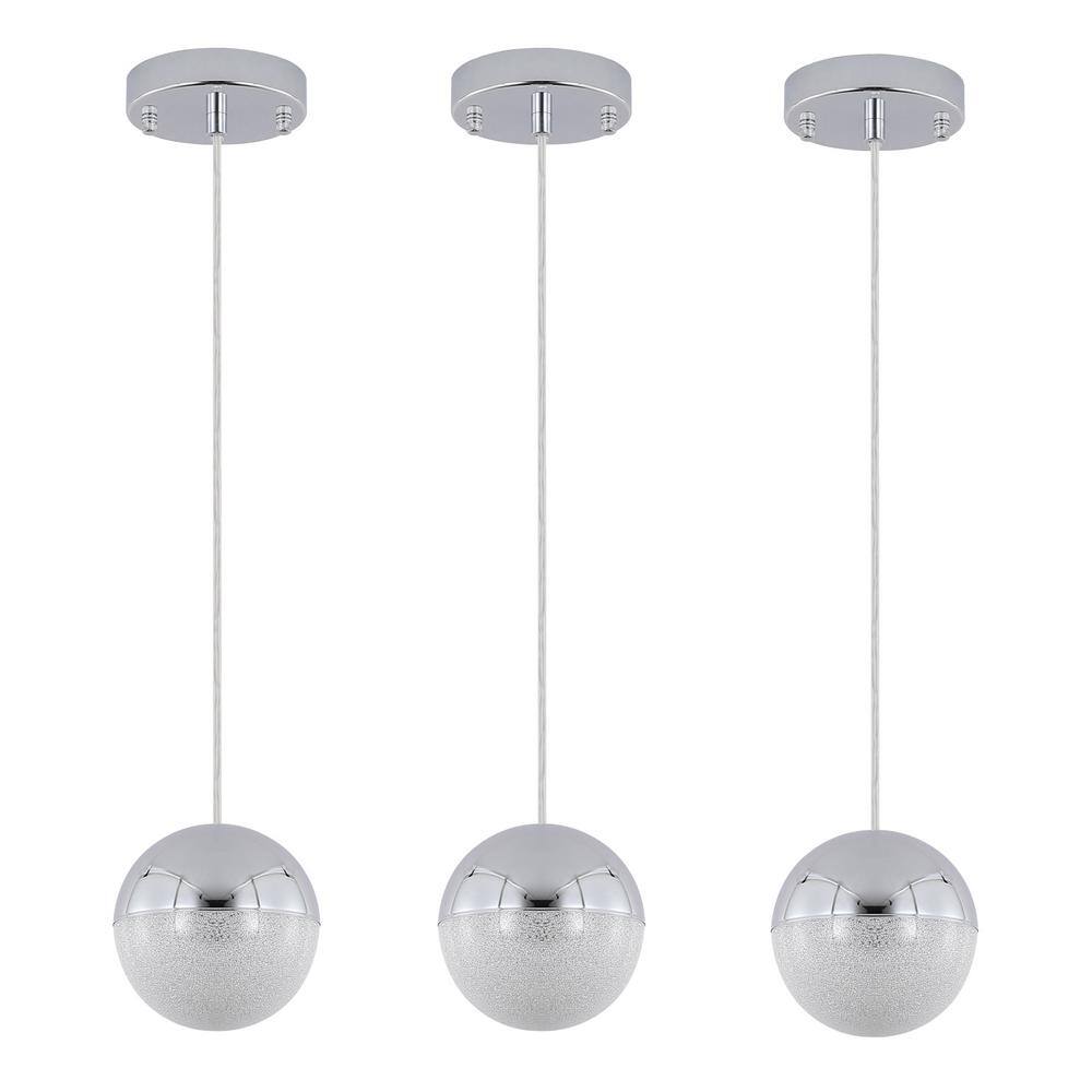 HKMGT 14-Watt 1-Light Silver Dimmable Mini Pendant Light (3-Pack ...