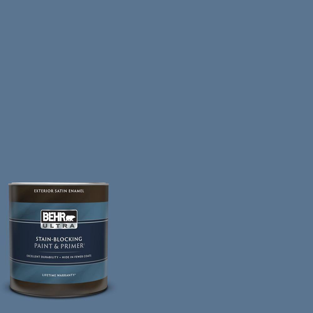 BEHR ULTRA 1 qt. #PPU14-18 Laguna Blue Satin Enamel Exterior Paint ...