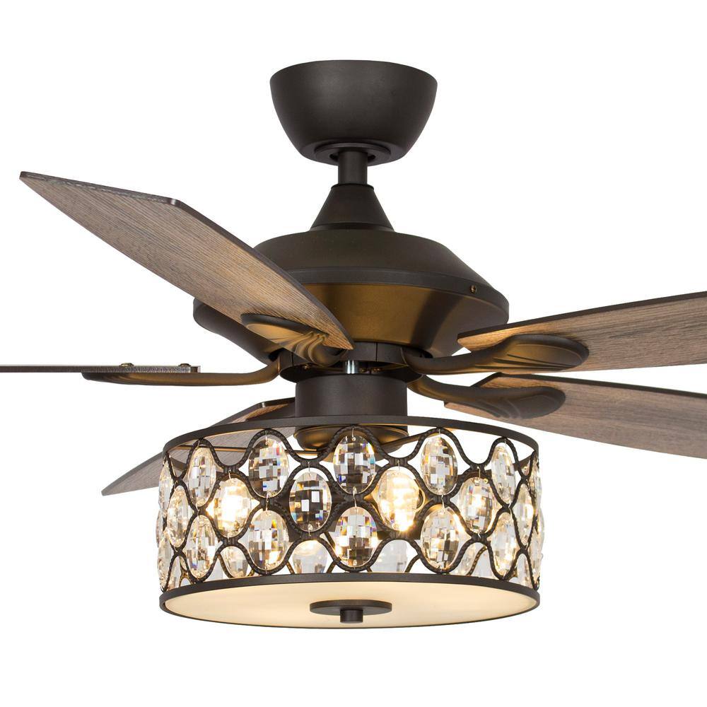 matrix decor 52 in. Indoor Matte Black Crystal Chandelier Ceiling Fan ...
