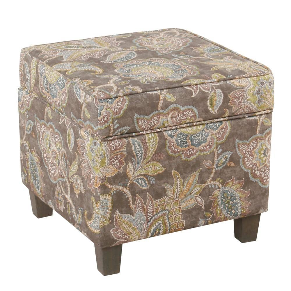 Benjara Multicolor Fabric Square Accent Ottoman BM194952 - The Home Depot