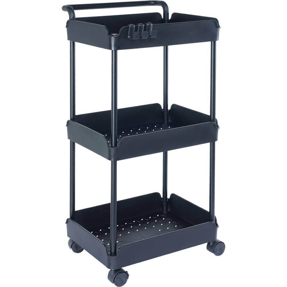VEVOR 99 lbs. Capacity 3-Tier Rolling Utility Cart Multi-Functional ...