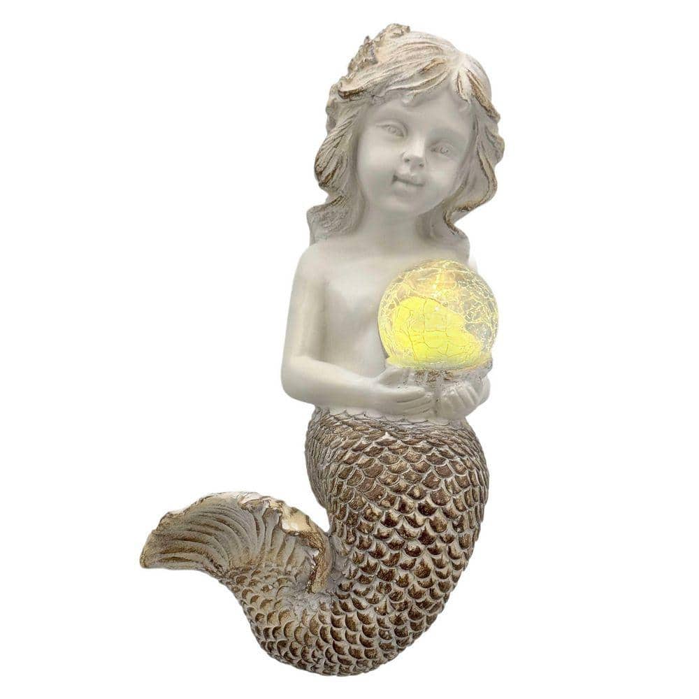 Galt International Sitting Mermaid Garden Statue with Solar Glass Ball ...