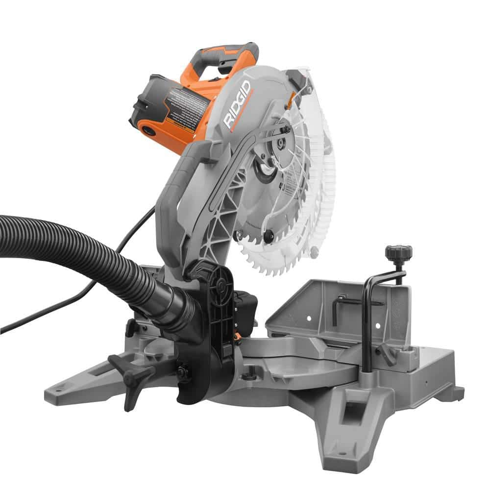 Buy 15 Amp Corded 12 in. Dual Bevel Miter Saw with LED and Pneumatic 18 ...