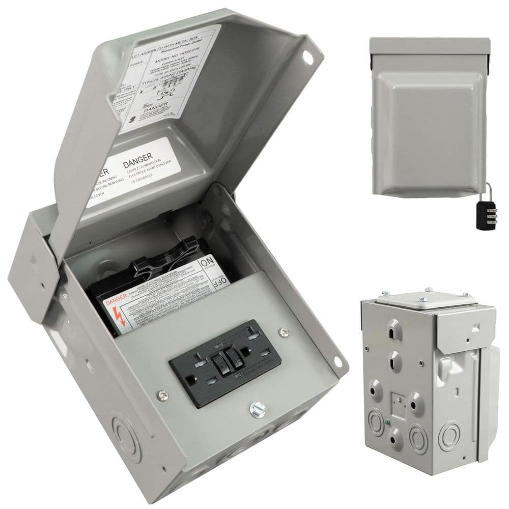 HIITIO 20 Amp Outdoor GFCI Outlet Box with Pullout Disconnect Switch ...