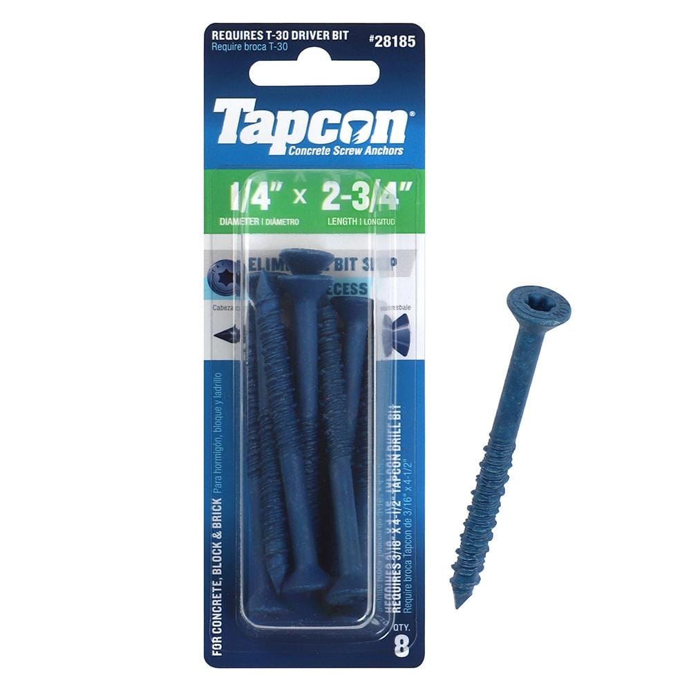Tapcon 1/4 in. x 2-3/4 in. Star Flat-Head Concrete Anchors (8-Piece) 28185 - The Home Depot