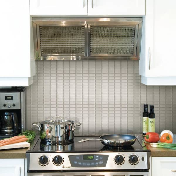 smart tiles Stainless 10.625 in. W x 10.00 in. H Peel and Stick Self ...