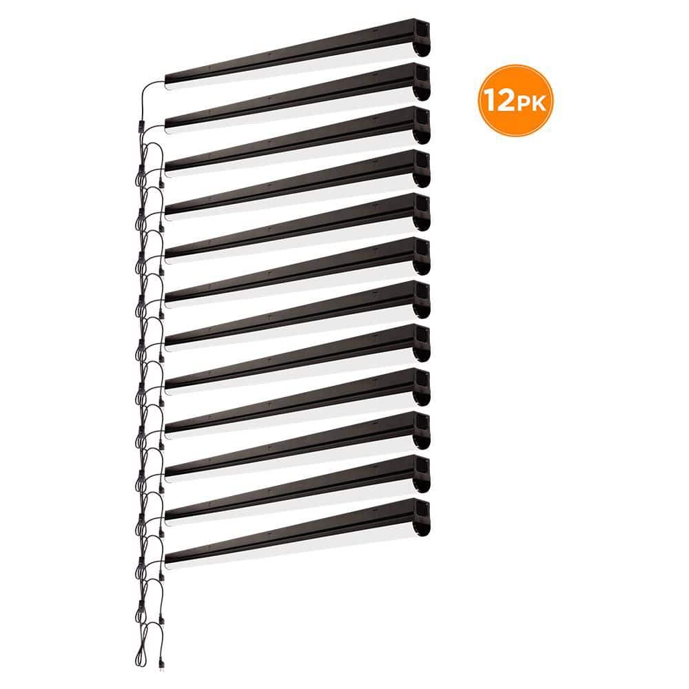 Commercial Electric 12-Pack 4 ft. Garage LED Linkable Matte Black Strip ...