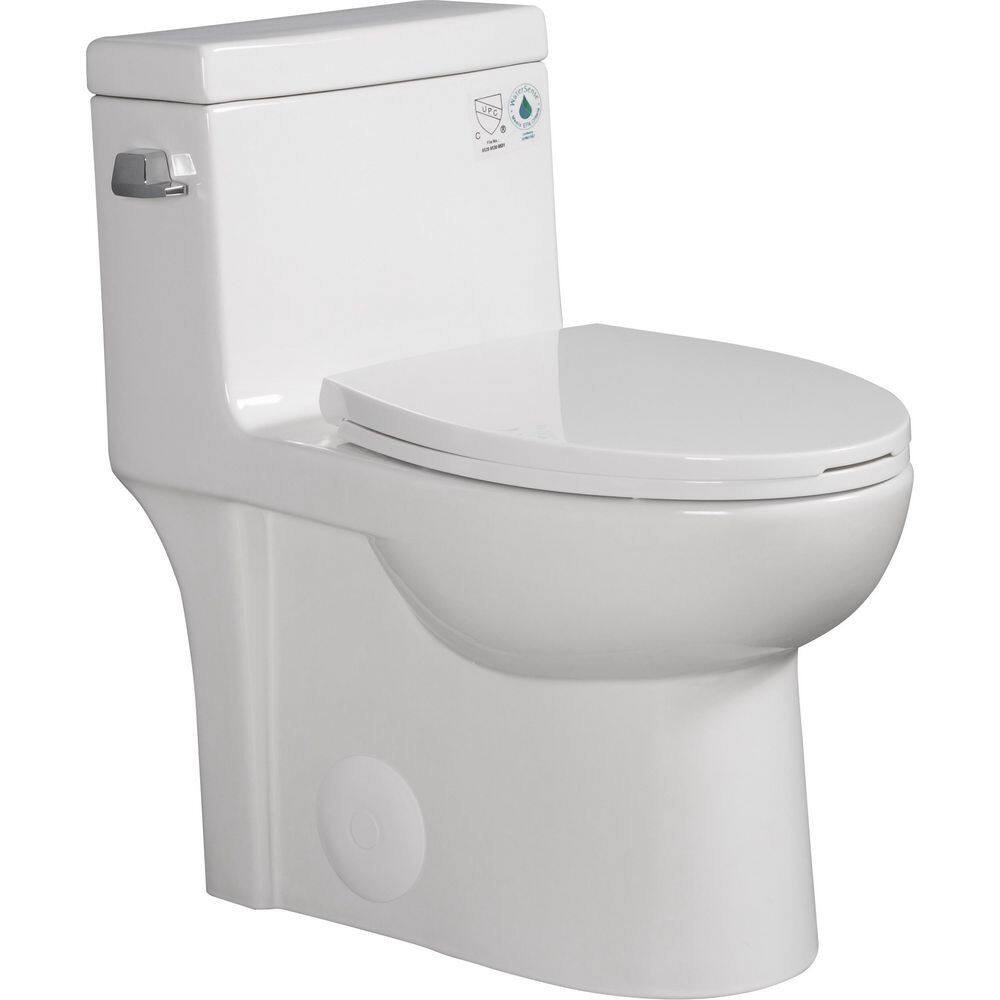 1-Piece 1.1/1.6 GPF Single Flush Round Shape Toilet in Glossy White ...