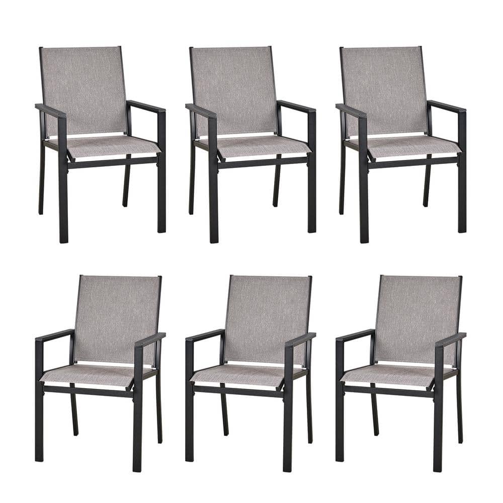 MEOOEM Outdoor Patio Dining Chairs Set of 6, Extra Wide Garden Bistro ...