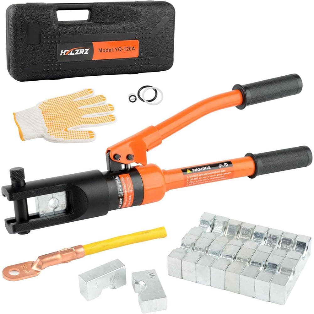 Afoxsos 12 Ton Hydraulic Cable Lug Crimper Tool w 8 Pairs of Dies for ...