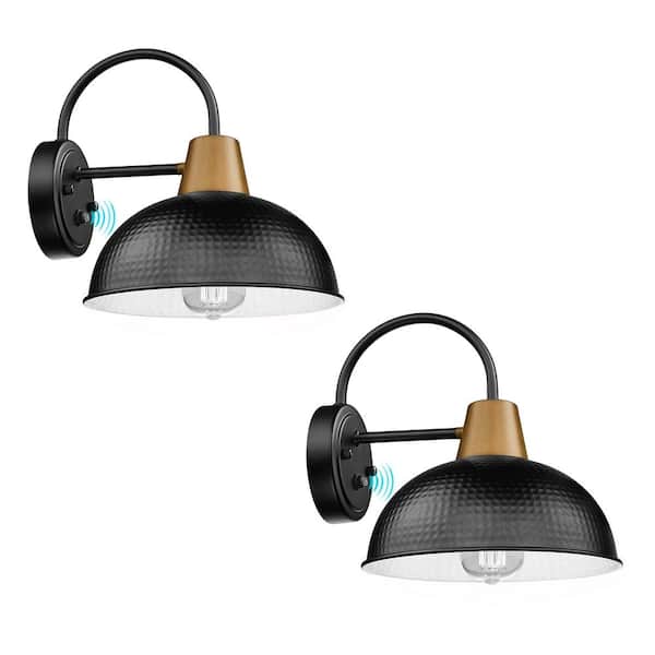 JAZAVA 1-Light Black Dusk to Dawn Outdoor Hardwired Wall Sconce Porch ...