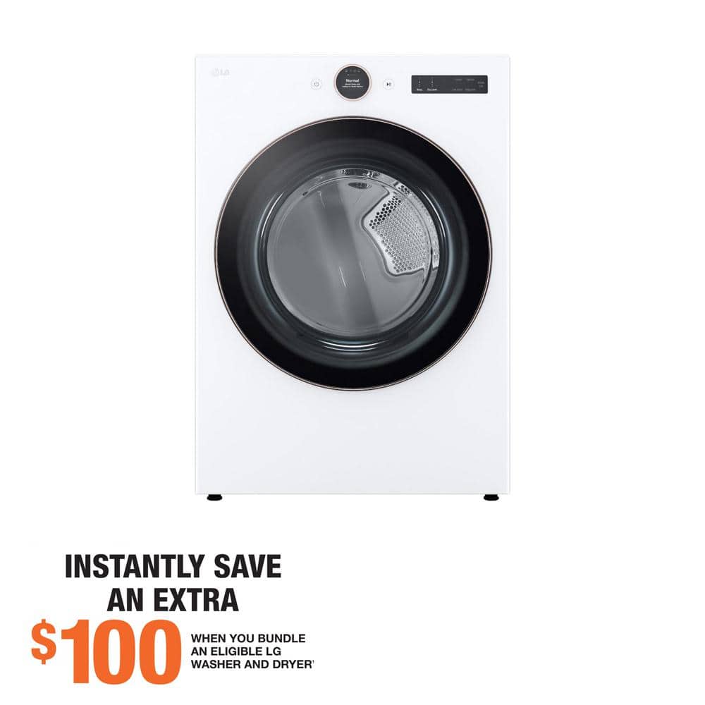 LG 7.4 cu. ft. Vented Stackable SMART Gas Dryer in White with ...