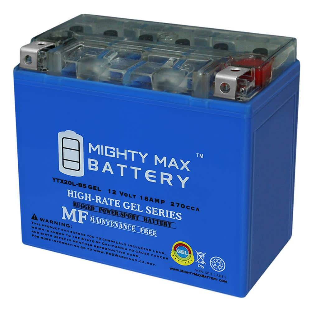 MIGHTY MAX BATTERY YTX20L-BSGEL 12-Volt, 18Ah, GEL, Replacement Battery Compatible with Yamaha ...