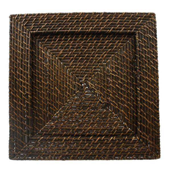 ChargeIt by Jay 13 in. Brown Square Rattan Charger (Set of 4) 1660147J ...