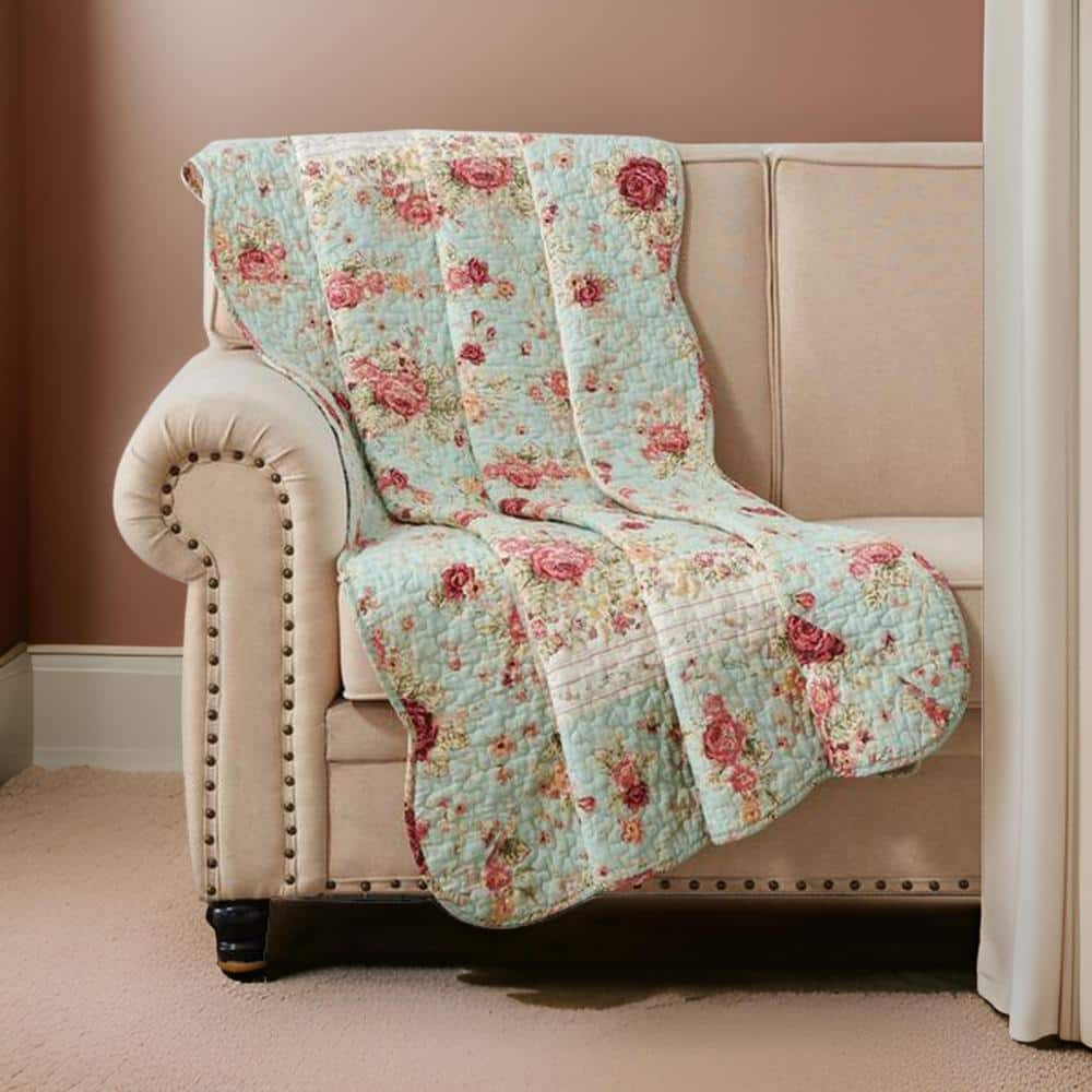 Benjara Multi-Colored Rose Flowers Print Cotton Throw Blanket BM313268 ...