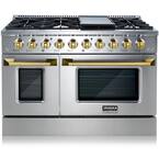JANSKA Professional 48 in. 6.7 cu. ft. 8-Burners Double Oven Gas Range ...