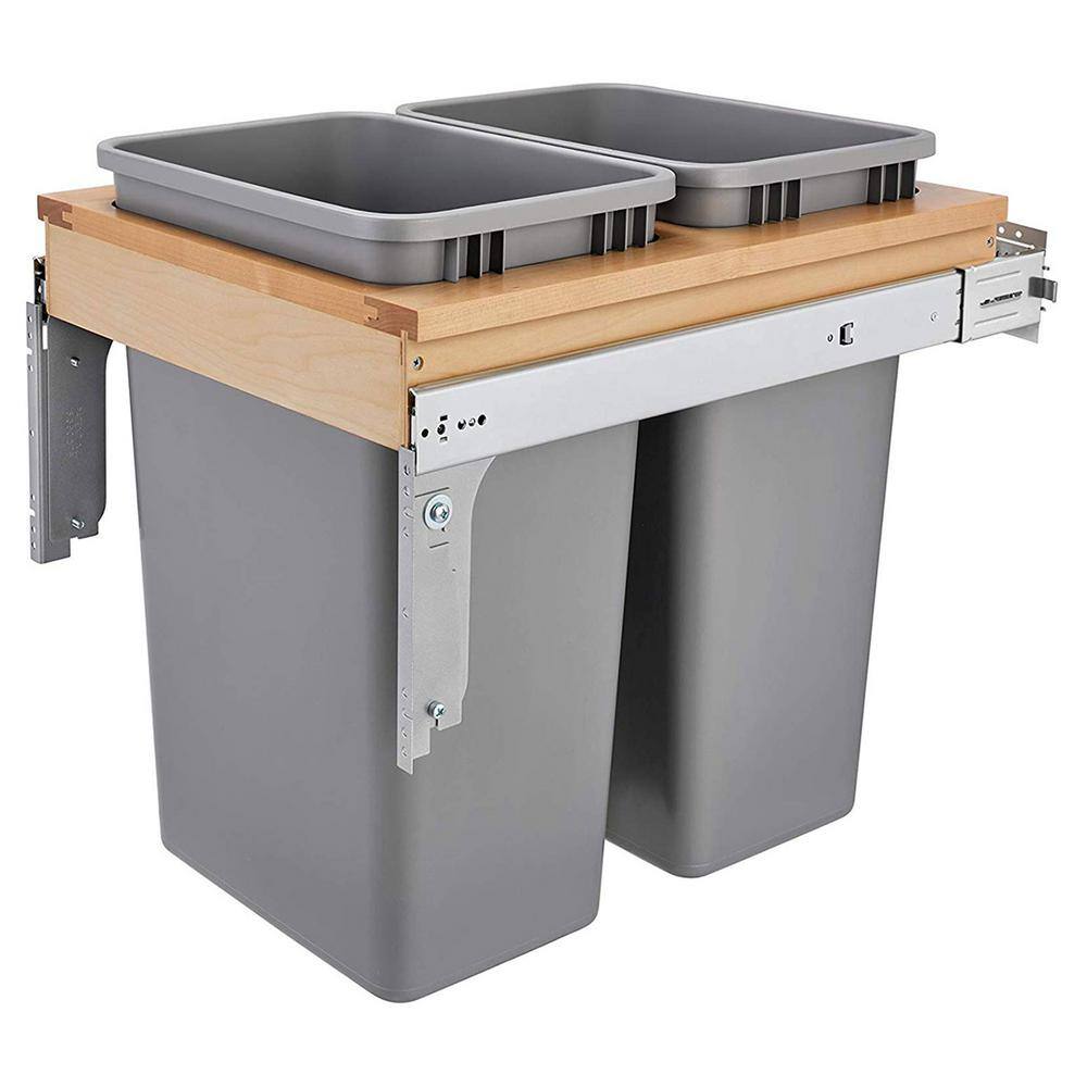 Rev-A-Shelf Gray Pull Out Top Mount Trash Can w/ Soft-Close, 50 Qt ...