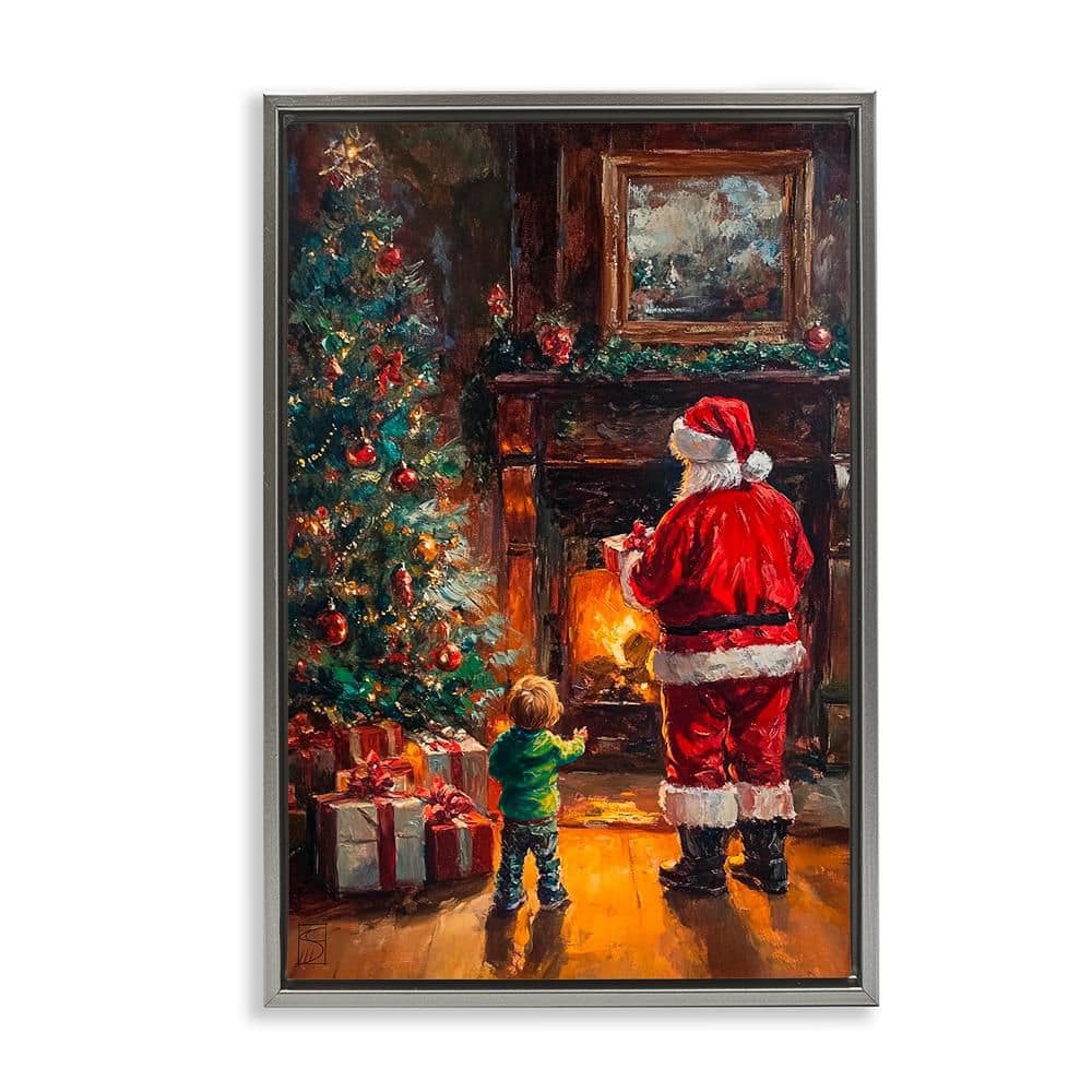 Stupell Industries Santa and Child by Fireplace by Sara Culpepper 1 ...