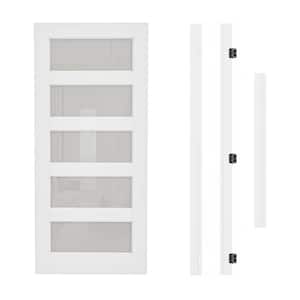 EH PUERTA 36 in. x 80 in. 5-Lite Clear Glass Right Hand White Solid ...