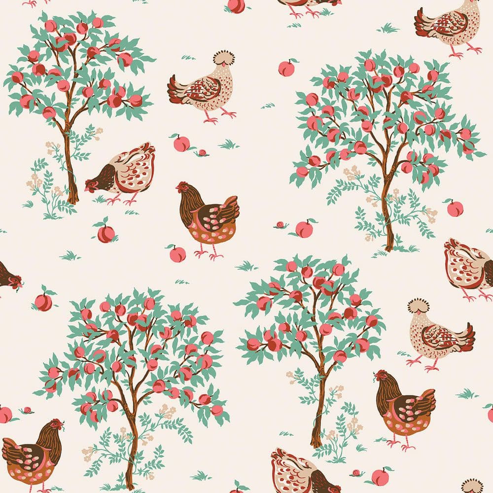 PRINTFRESH Hen House Linen Peel and Stick Wallpaper Sample PFS6561SAM ...
