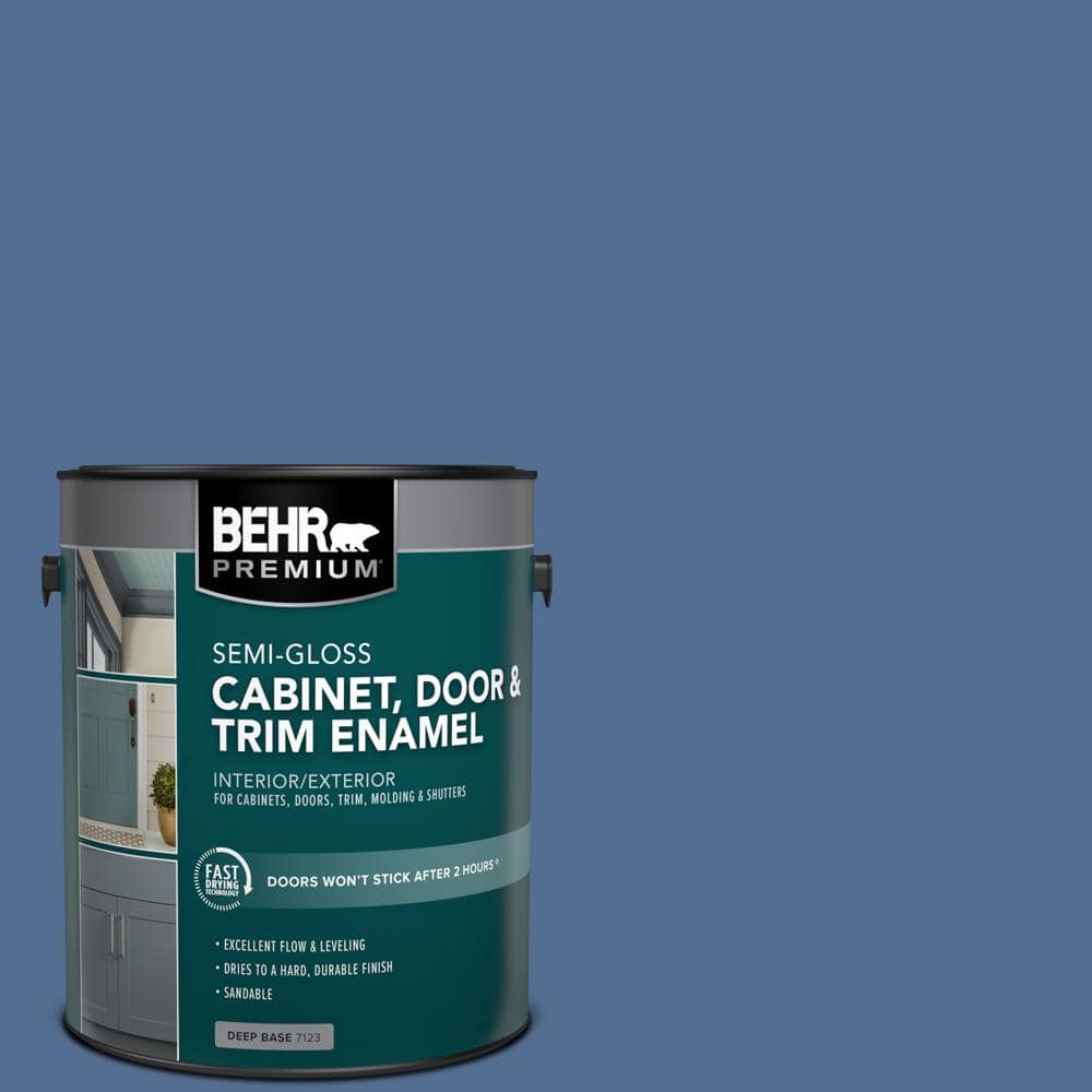 BEHR PREMIUM 1 gal. #M530-6 Charter Blue Semi-Gloss Enamel Interior ...