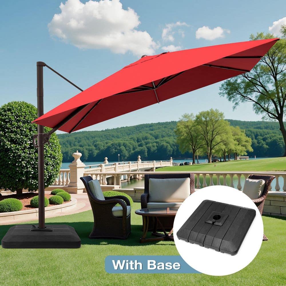 CLOUDFLY 11 ft. x 9 ft. Outdoor Cantilever Umbrella with 360° Rotation ...