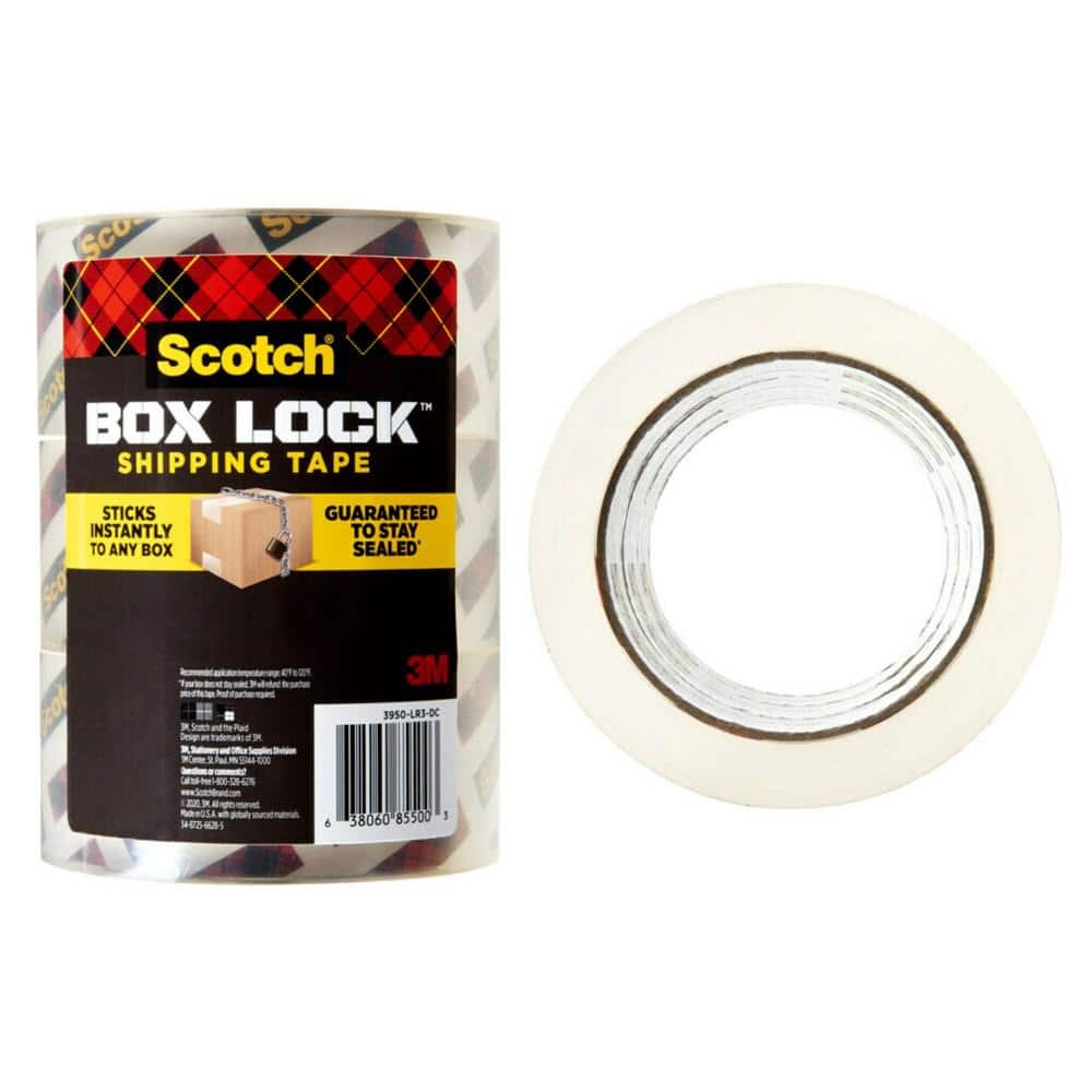 Scotch Box Lock 1.88 in. x 54.6 yd. Packaging Tape (3-Pack) 3950-LR3-DC ...