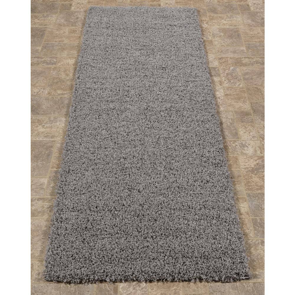 Sweet Home Stores Cozy Shag Collection Gray 3 ft. x 8 ft. Runner Rug ...