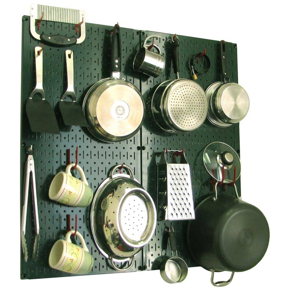 Wall Control Kitchen Pegboard 32 in. x 32 in. Metal Peg Board Pantry ...
