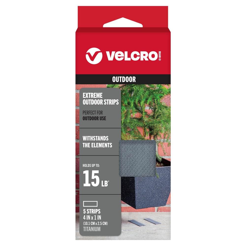 VELCRO 4 in. x 1 in. Extreme Titanium Strips (5-Pack) 90800 - The Home ...