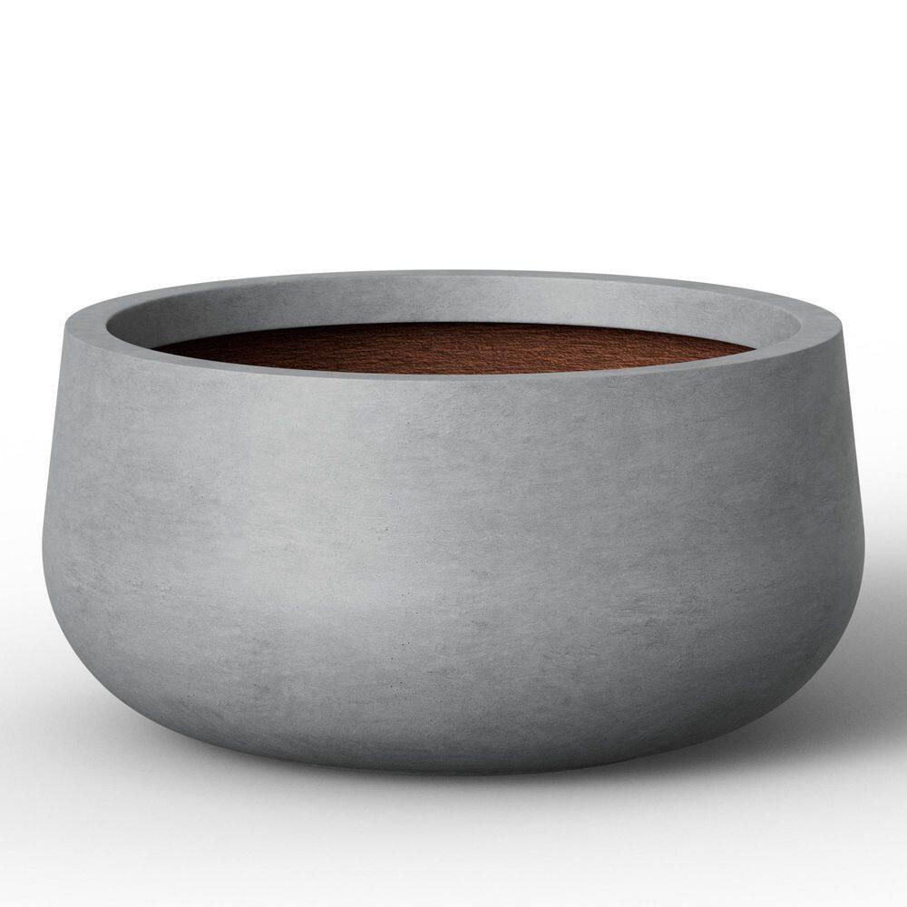 DurX-litecrete Enhanced Interior 19.5 in. x 9.5 in. Concrete Gray Round ...