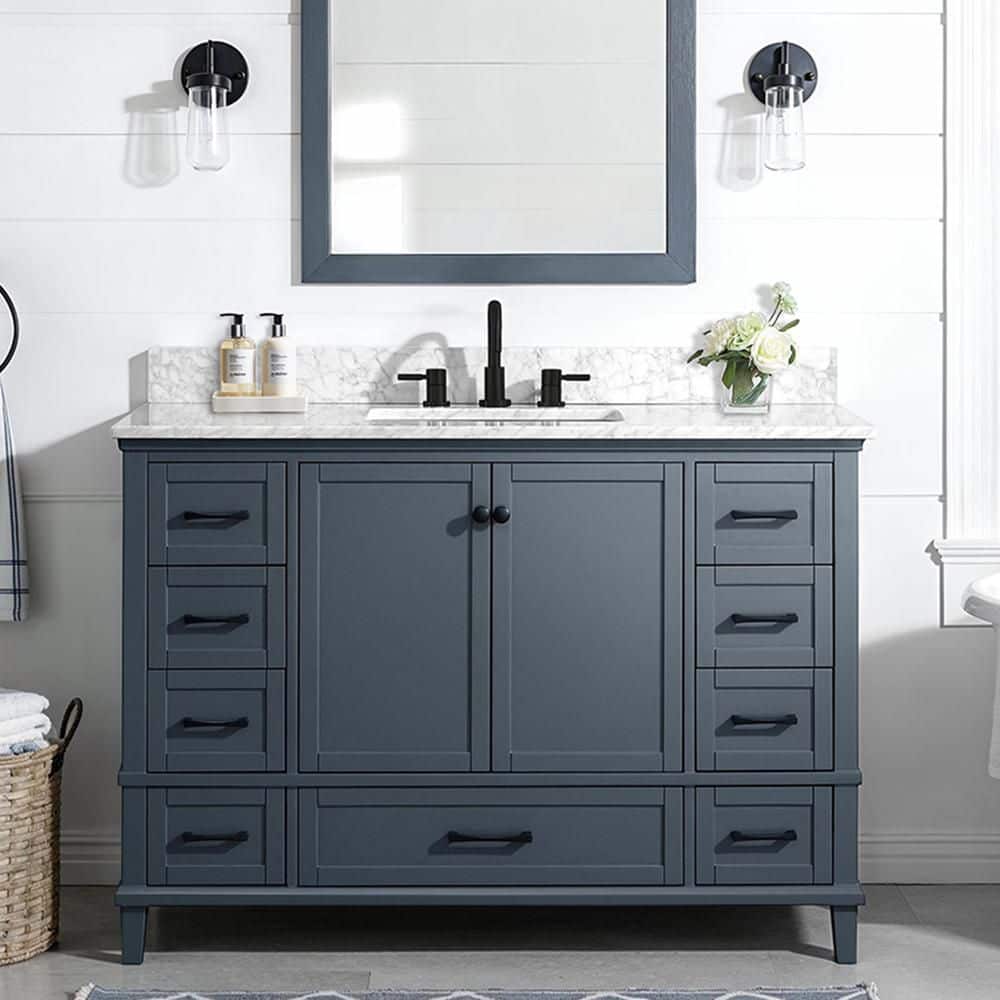 Home Decorators Collection Merryfield 49 in. Single Sink Dark Blue-Grey ...