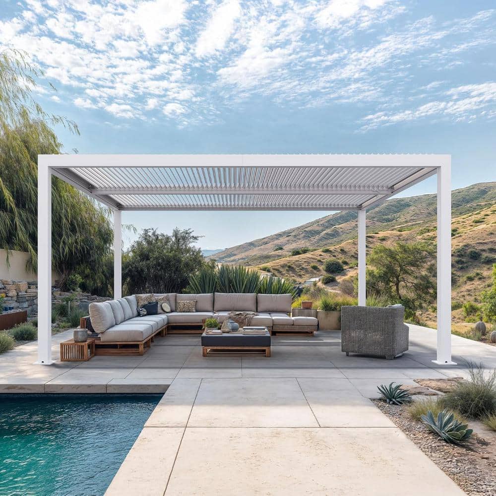 PURPLE LEAF 11 ft. x 15 ft. White Aluminum Frame Outdoor Hardtop ...