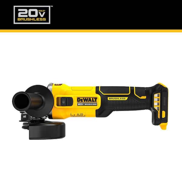 DEWALT 20-Volt MAX Cordless Brushless 4-1/2 in. Angle Grinder with Slide Switch (Tool Only ...