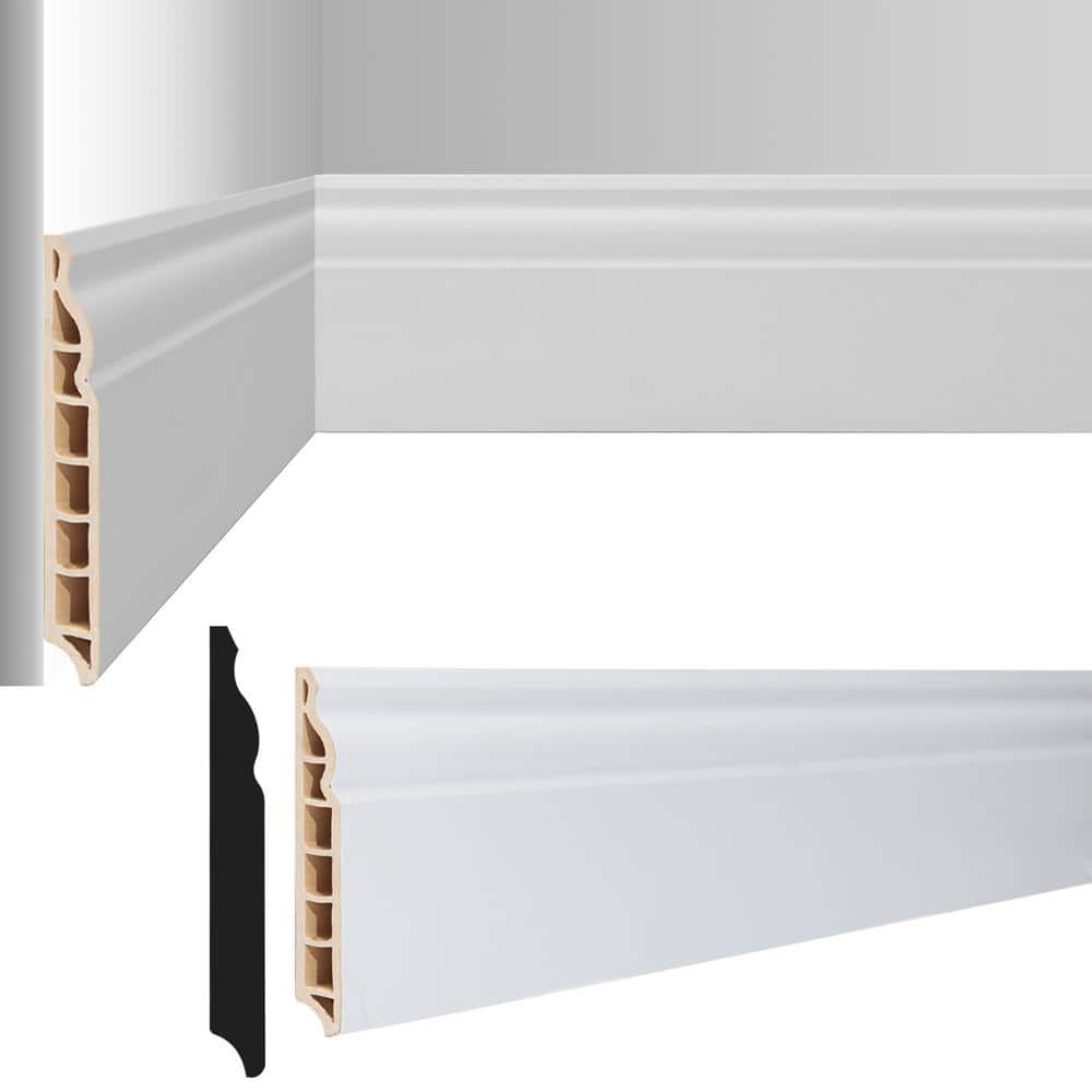Art3d White 0.5 in.D x 3.15 in.W x 96in.L Finished PVC Baseboard ...