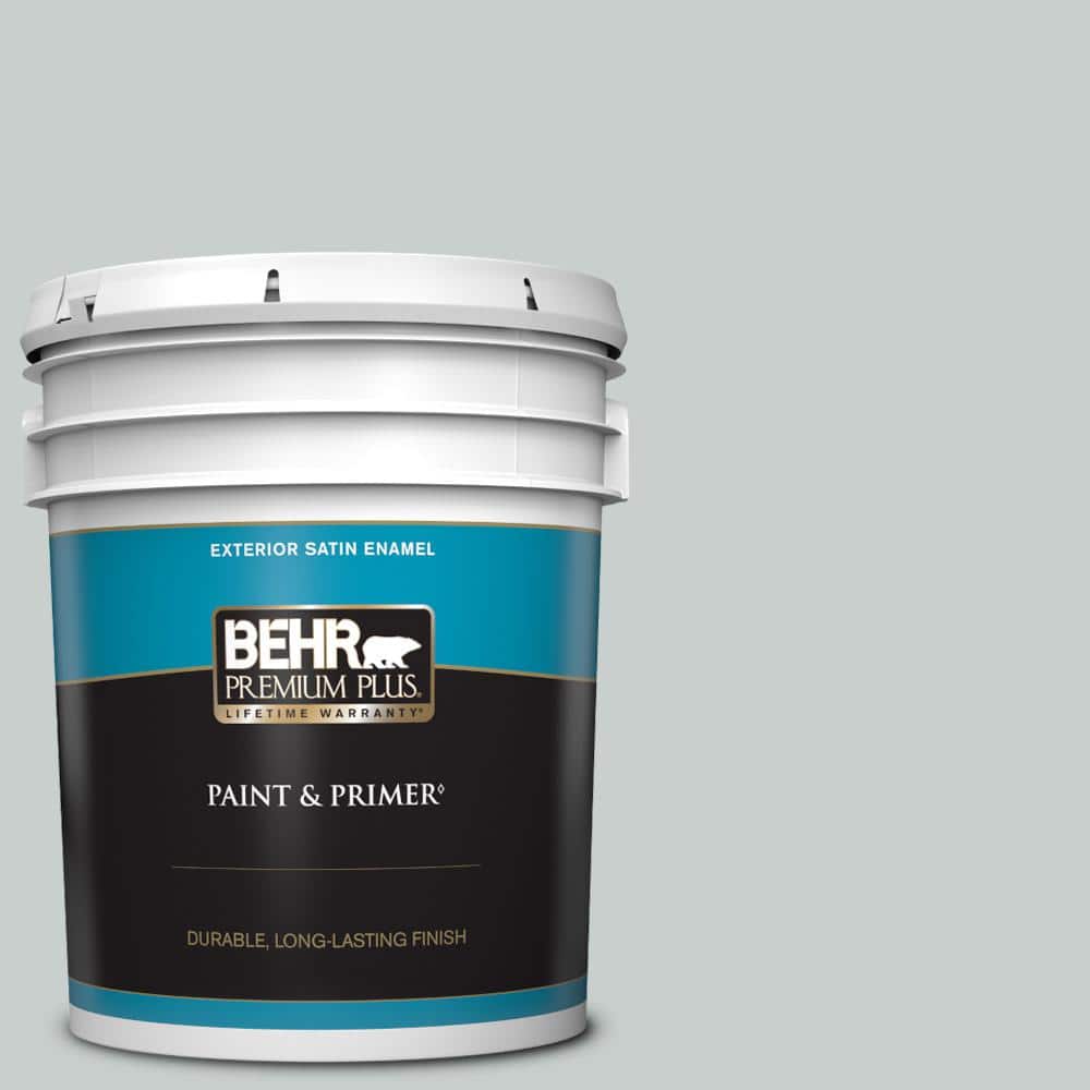 BEHR PREMIUM PLUS 5 gal. #720E-2 Light French Gray Satin Enamel ...
