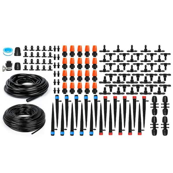 .N/A 226 ft. Micro Drip Irrigation Kit with Adjustable Nozzle Emitters ...