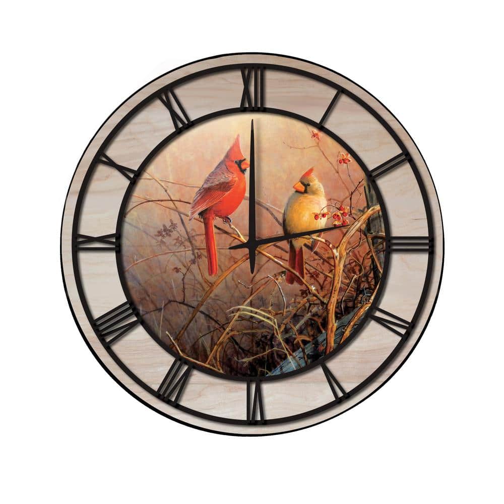 "Frankley Scarlet" Woodgrain Accent and Black Numbers Imaged Wall Clock ...
