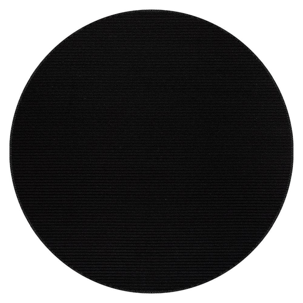 Beverly Rug Oasis Non-Slip Black 4 ft. Round Solid Indoor Area Rug BV ...
