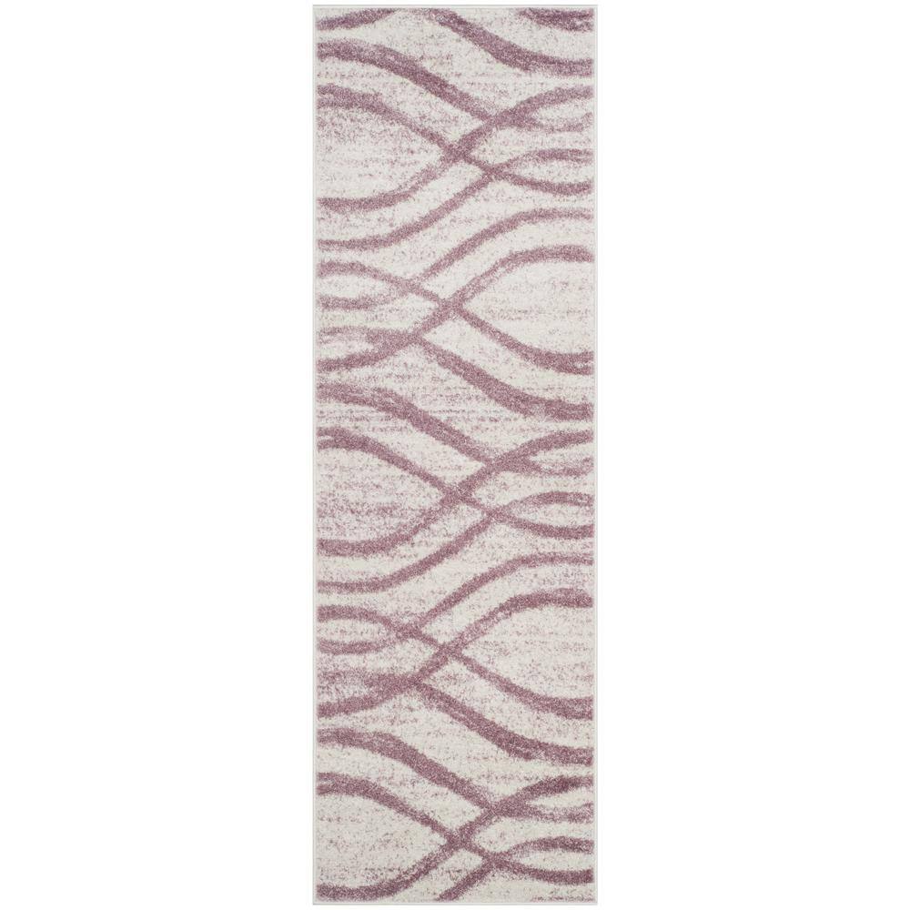 SAFAVIEH Adirondack Cream/Purple 3 ft. x 12 ft. Waves Runner Rug ...